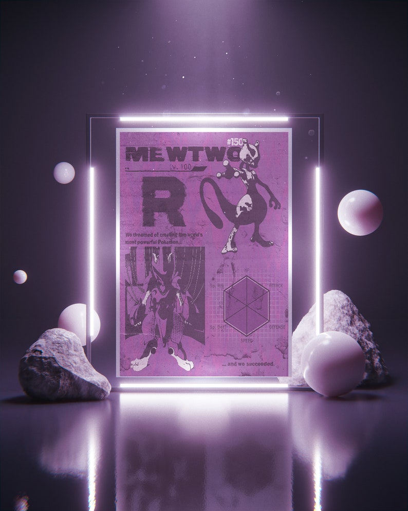 Team Rocket Mewtwo Poster - Etsy