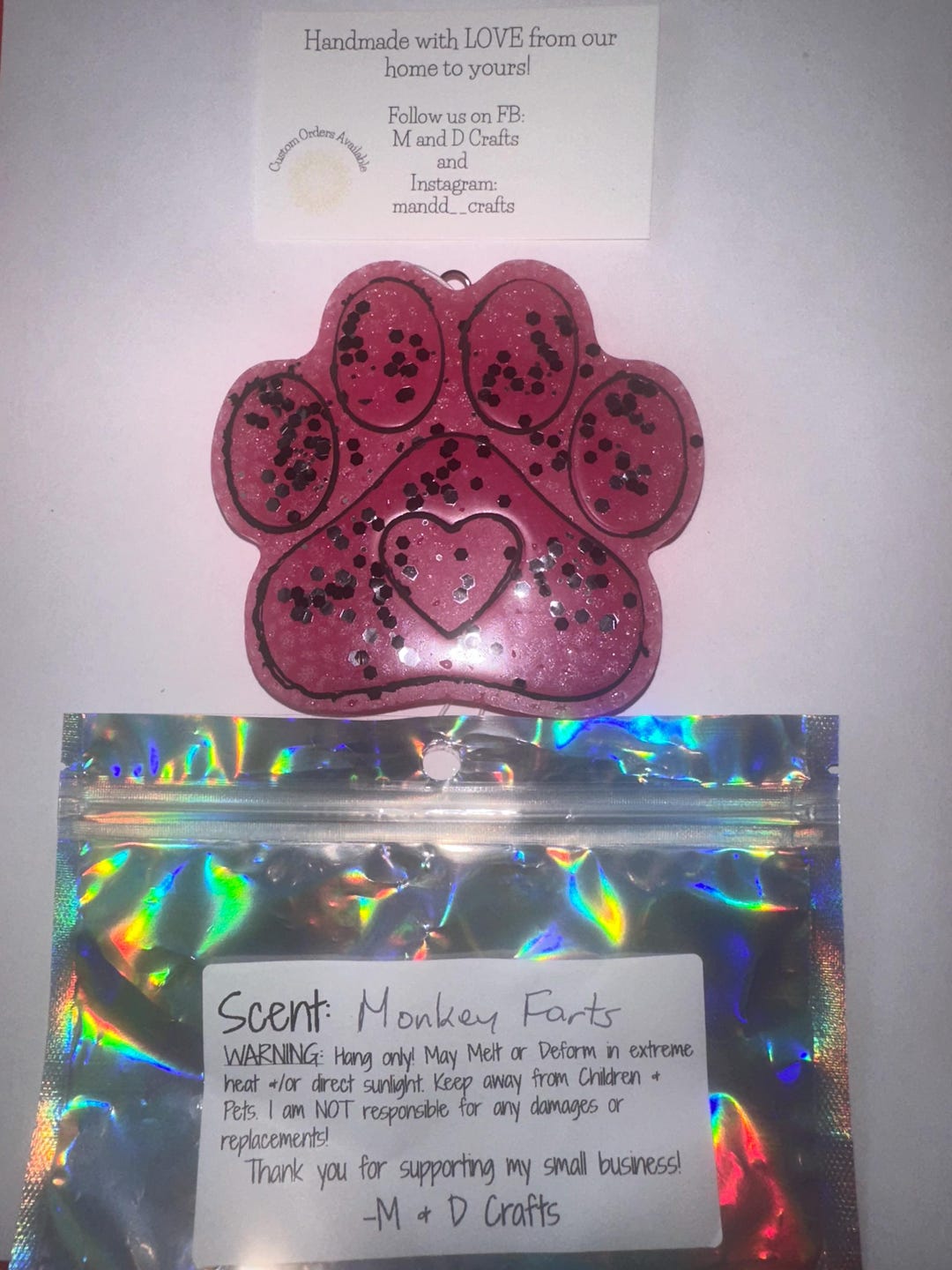 Monkey Farts Scented Pink Dog Paw Freshie - Etsy