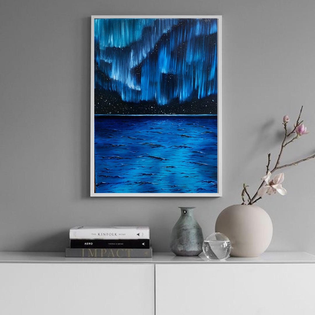 Ocean Aurora Northern Lights Oil Painting on Canvas - Etsy