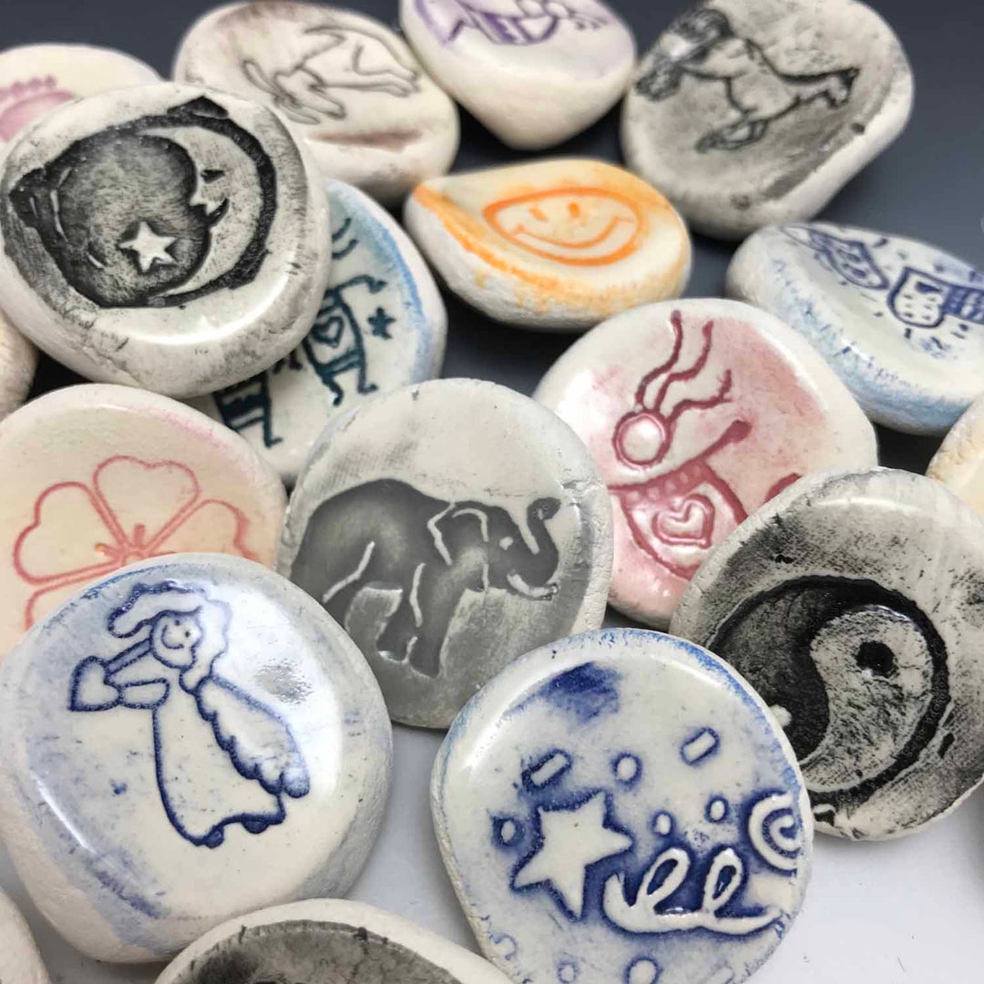 100 Symbols & Pictures Worry Stones, 20 Images Assortment - Etsy