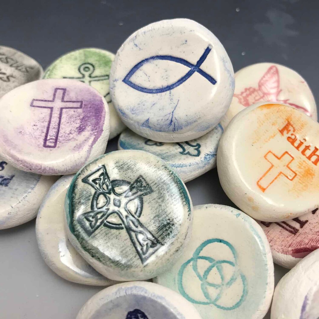 15 Religious Christian Stones, Inspirational Words, 1 Each, Assorted ...