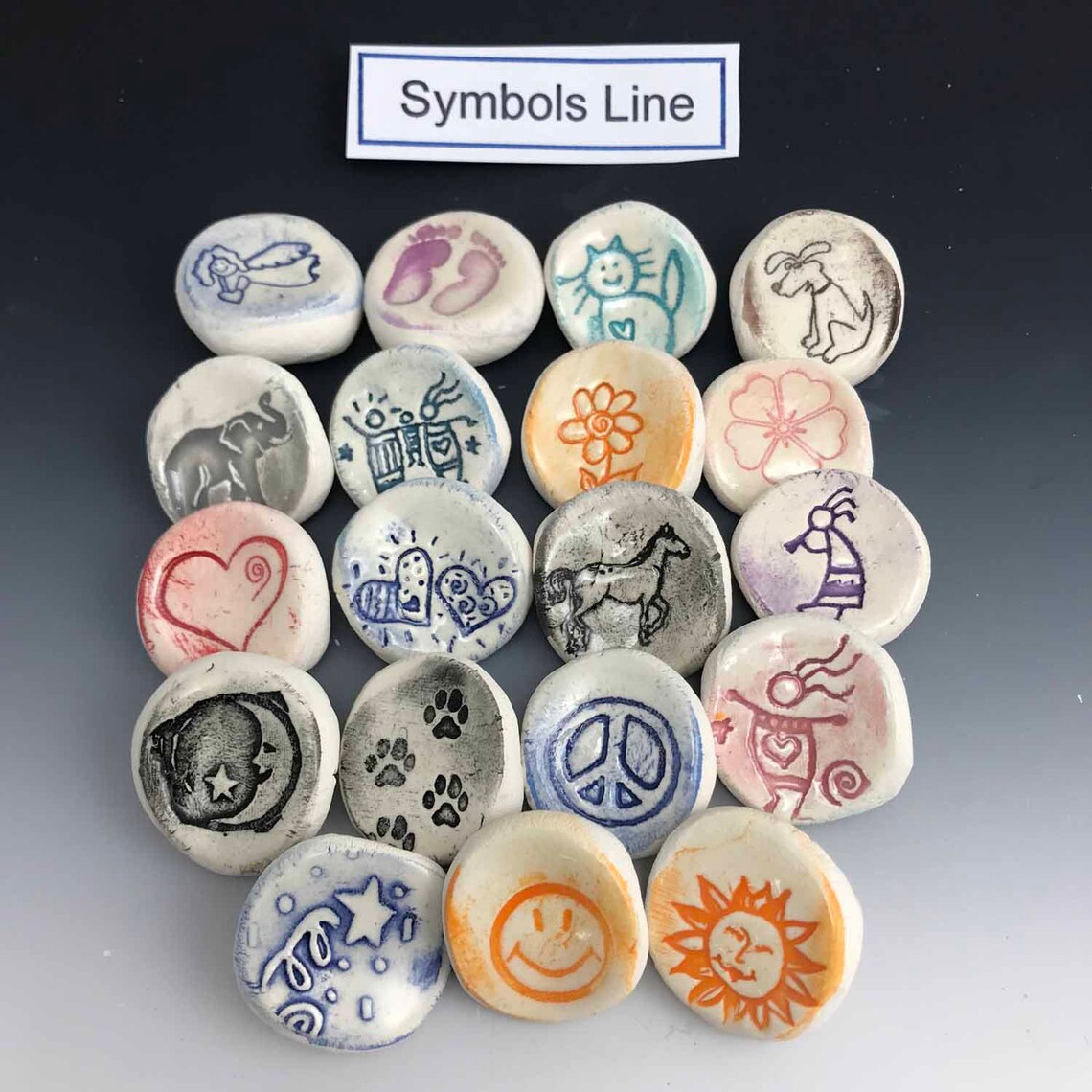 100 Symbols & Pictures Worry Stones 20 Images Assortment - Etsy