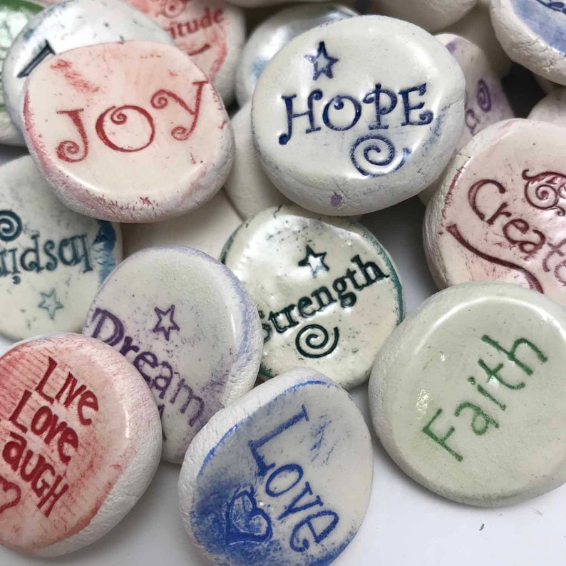 100 Inspirational Worry Stones 36 Inspirational Word - Etsy.de