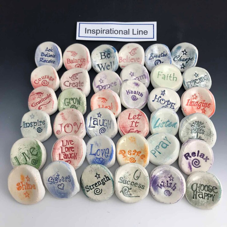 100 Inspirational Worry Stones 36 Inspirational Word | Etsy