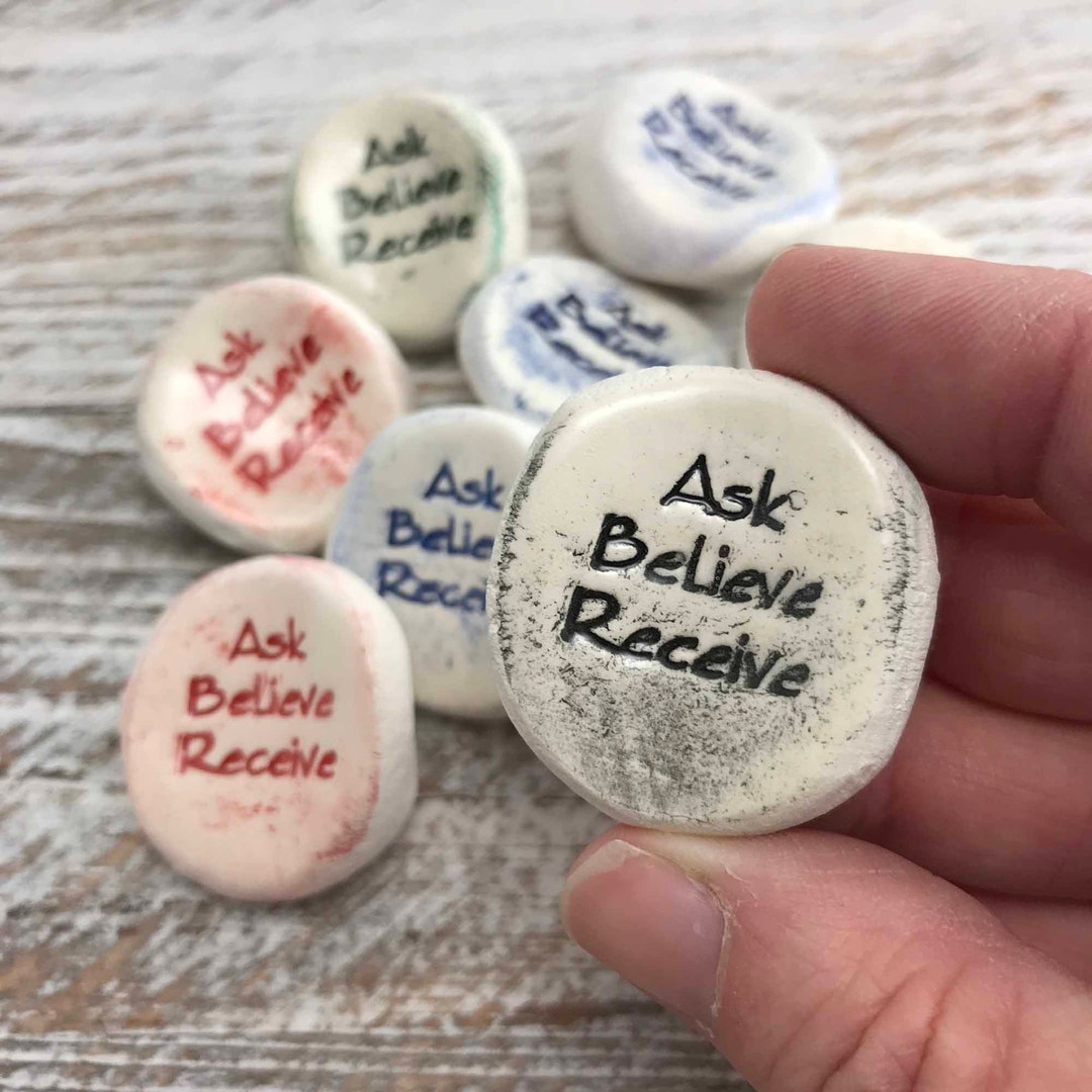 Ask Believe Receive | Worry Stones, Inspirational Word Stones, Rocks ...