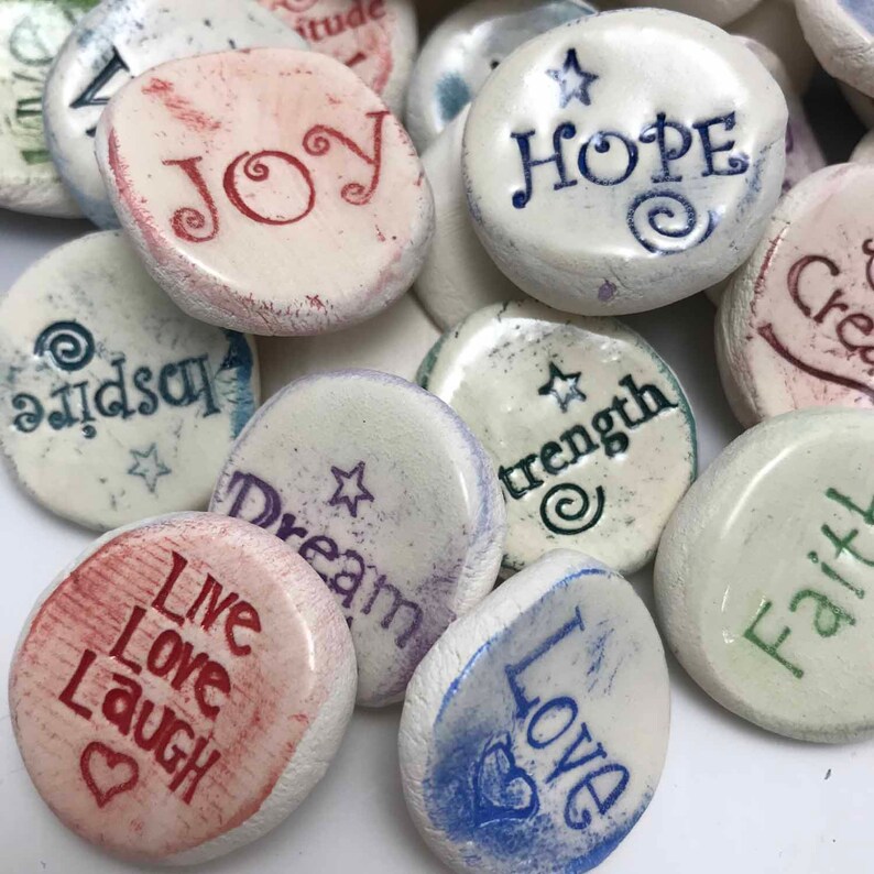 100 Inspirational Worry Stones 36 Inspirational Word | Etsy