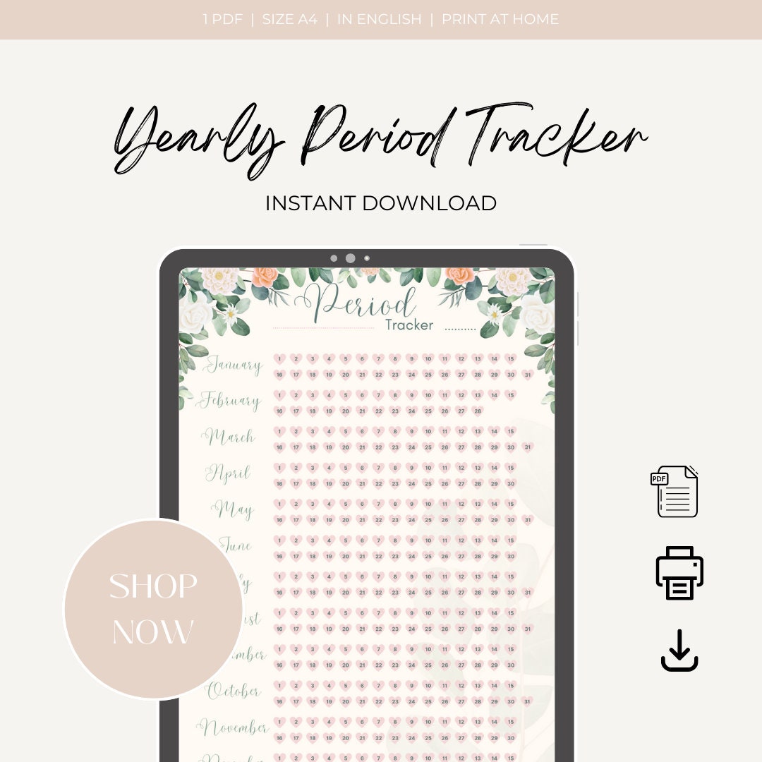 Yearly Period Tracker, A4, PDF - Etsy