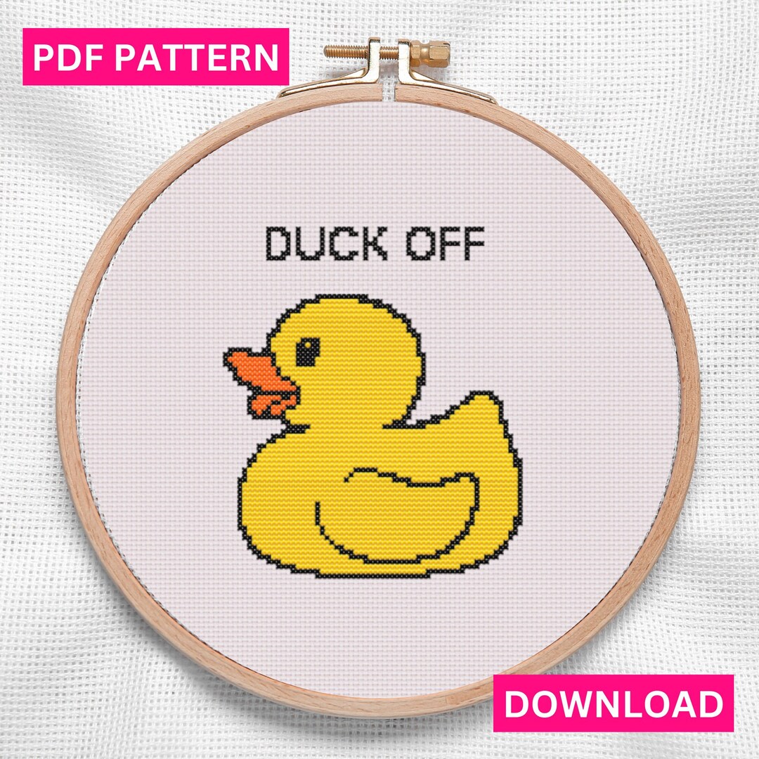 Duck off Rude Funny Bird Yellow Cross Stitch Pattern PDF Printable ...