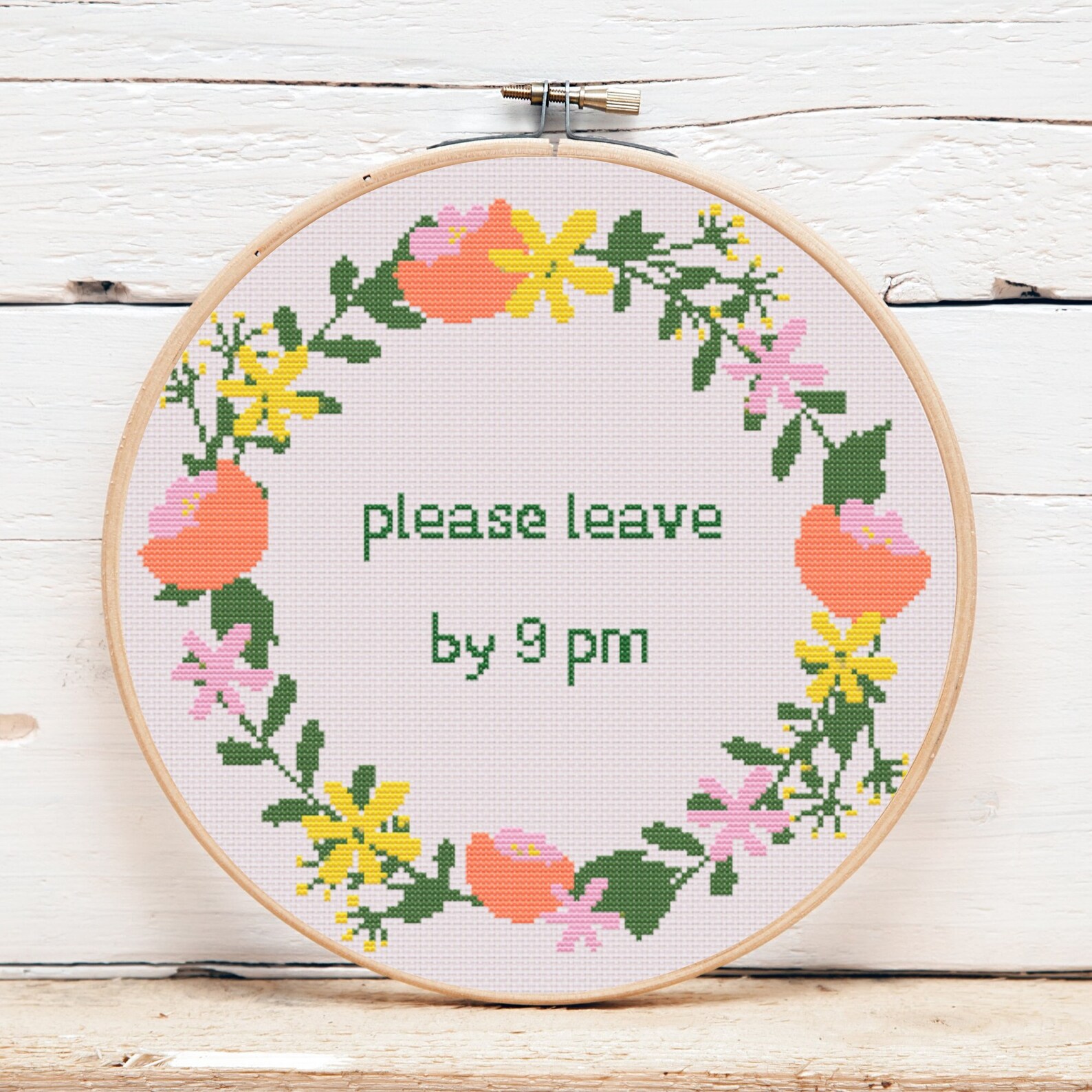 Please Leave by 9pm Funny Rude Cross Stitch Pattern PDF Printable ...