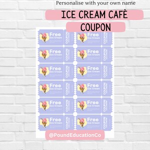 Ice Cream Cafe Voucher Coupon, Role Play, Imaginative Play, Early Years ...