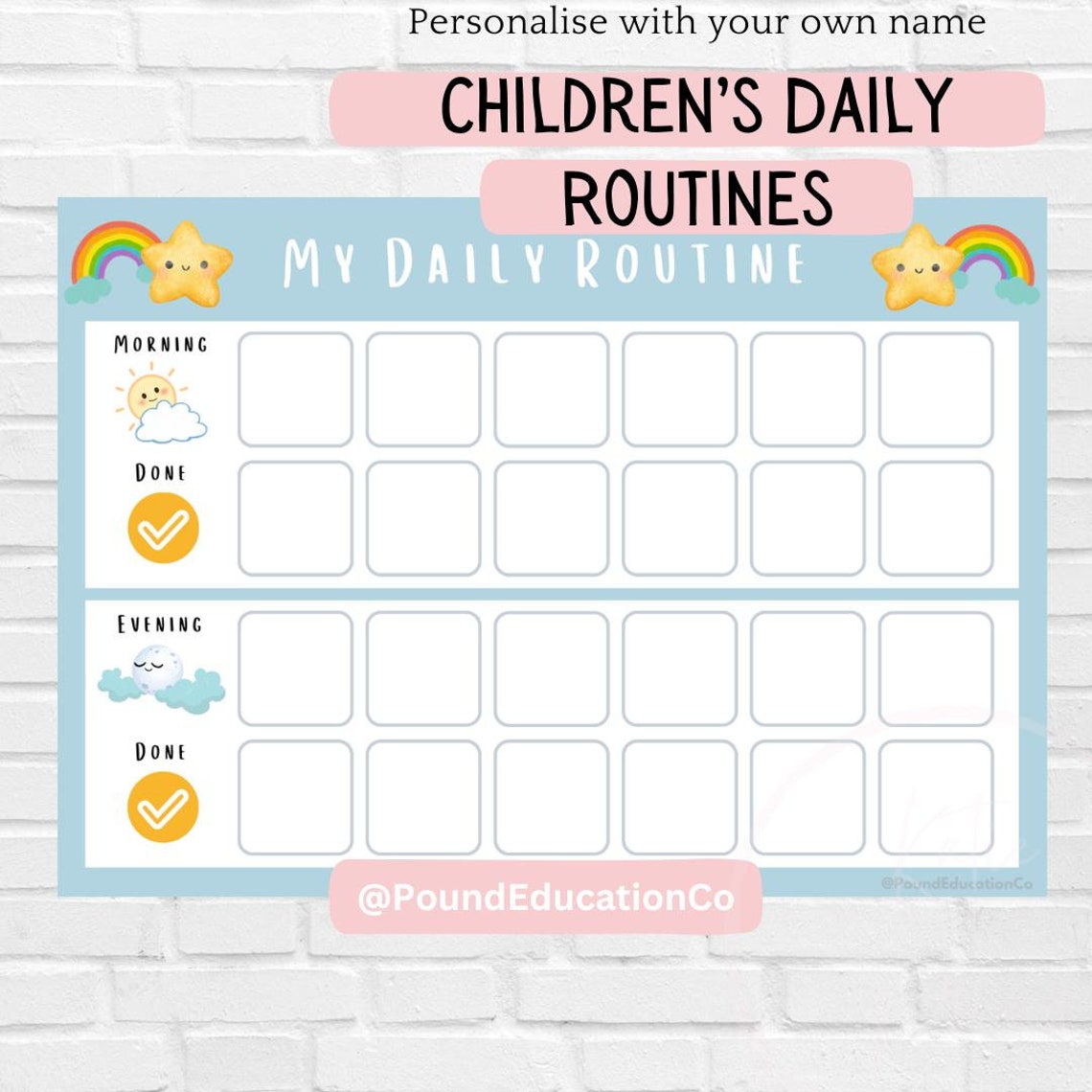 My Daily Routine Chart, Personalised Kids Daily Routine Chart ...