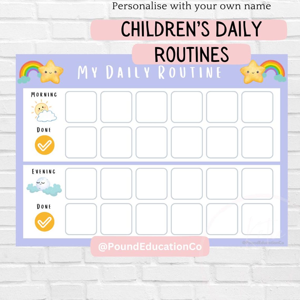 My Daily Routine Chart, Personalised Kids Daily Routine Chart ...