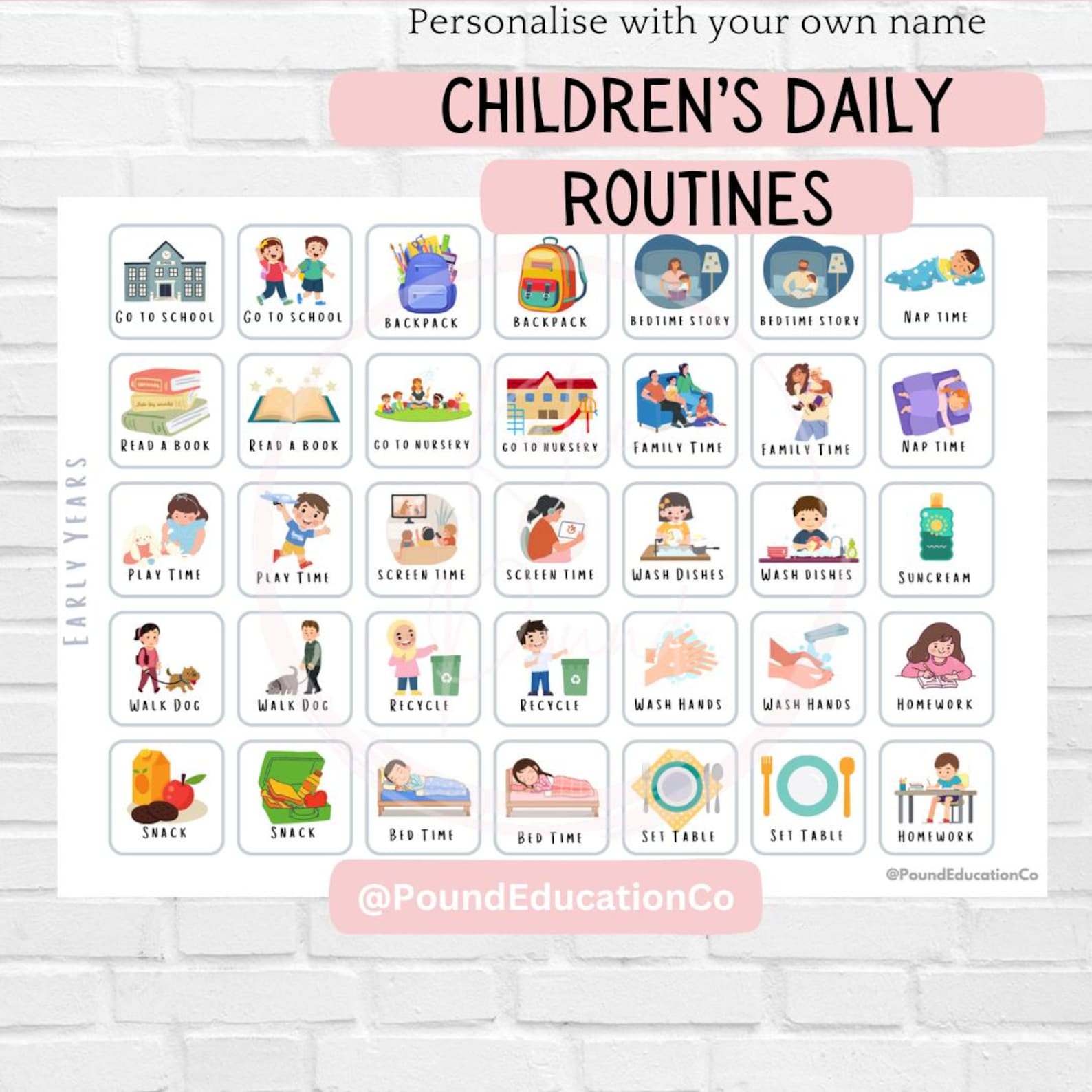 My Daily Routine Chart, Personalised Kids Daily Routine Chart ...