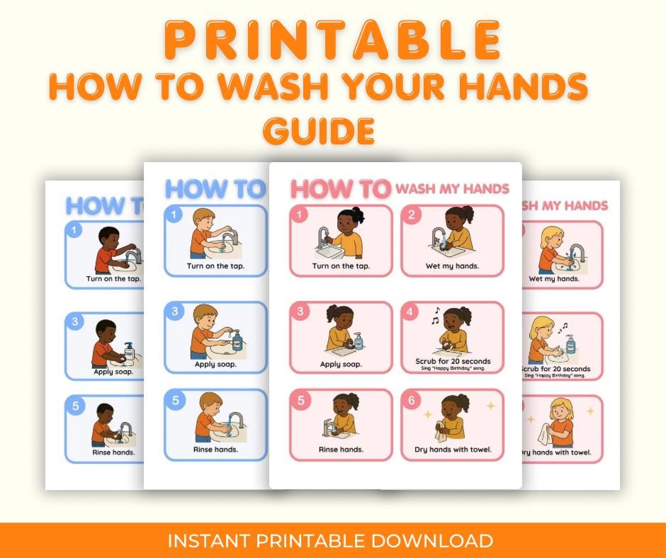 Handwashing Routine Chart | Kids Hygiene Visuals (PDF Download) - Etsy