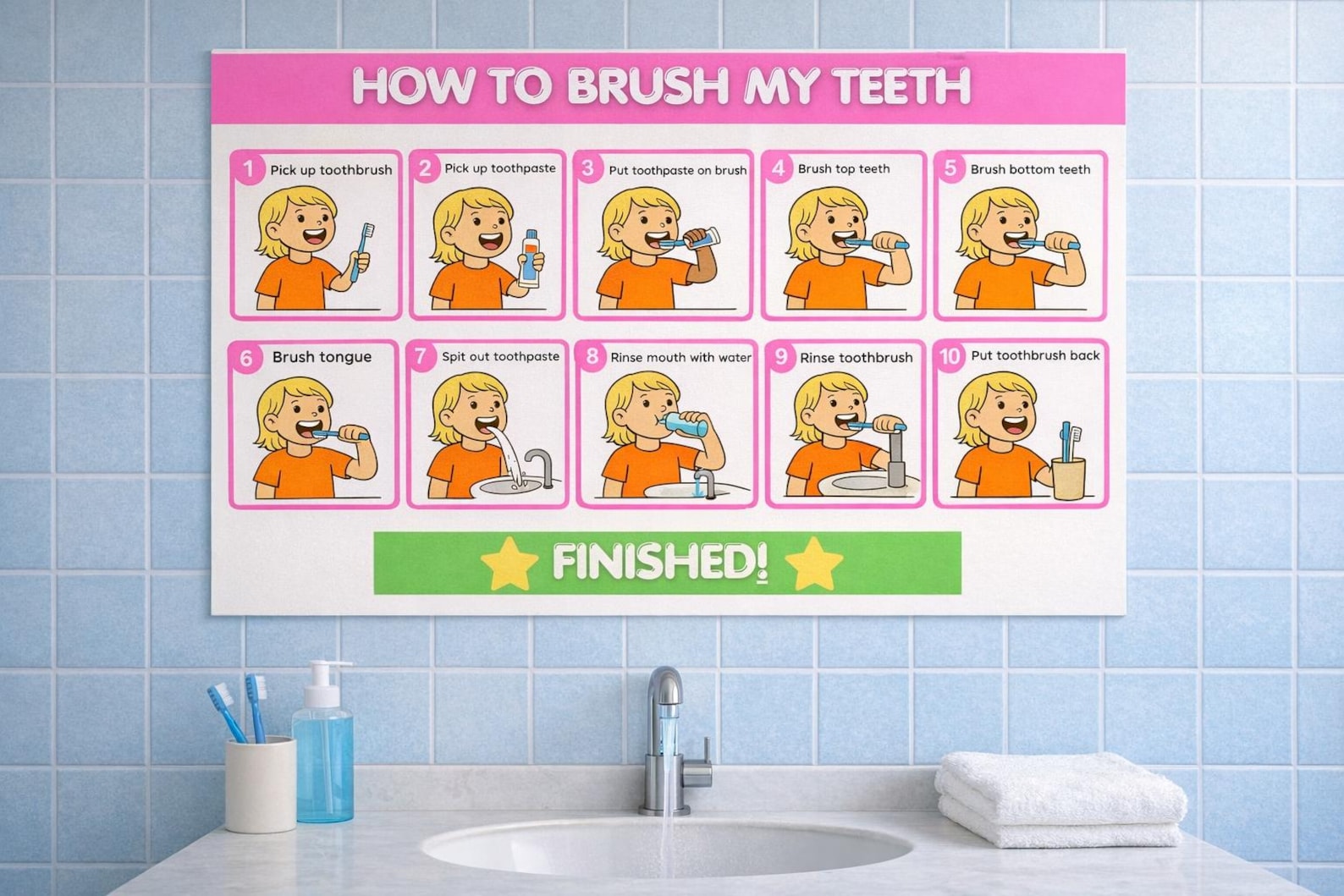 Brushing Teeth Routine Chart | Kids Hygiene Visuals (PDF Download) - Etsy