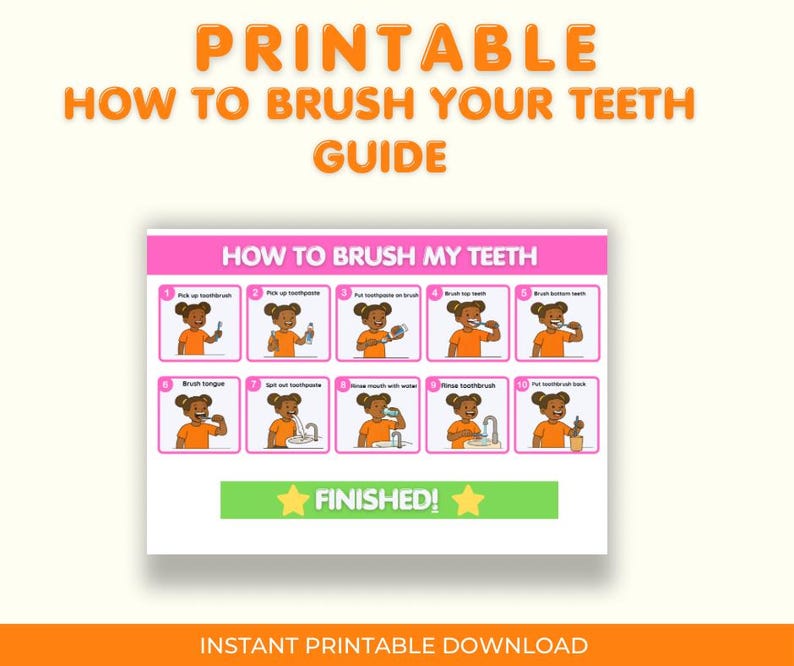 Brushing Teeth Routine Chart | Kids Hygiene Visuals (PDF Download ...