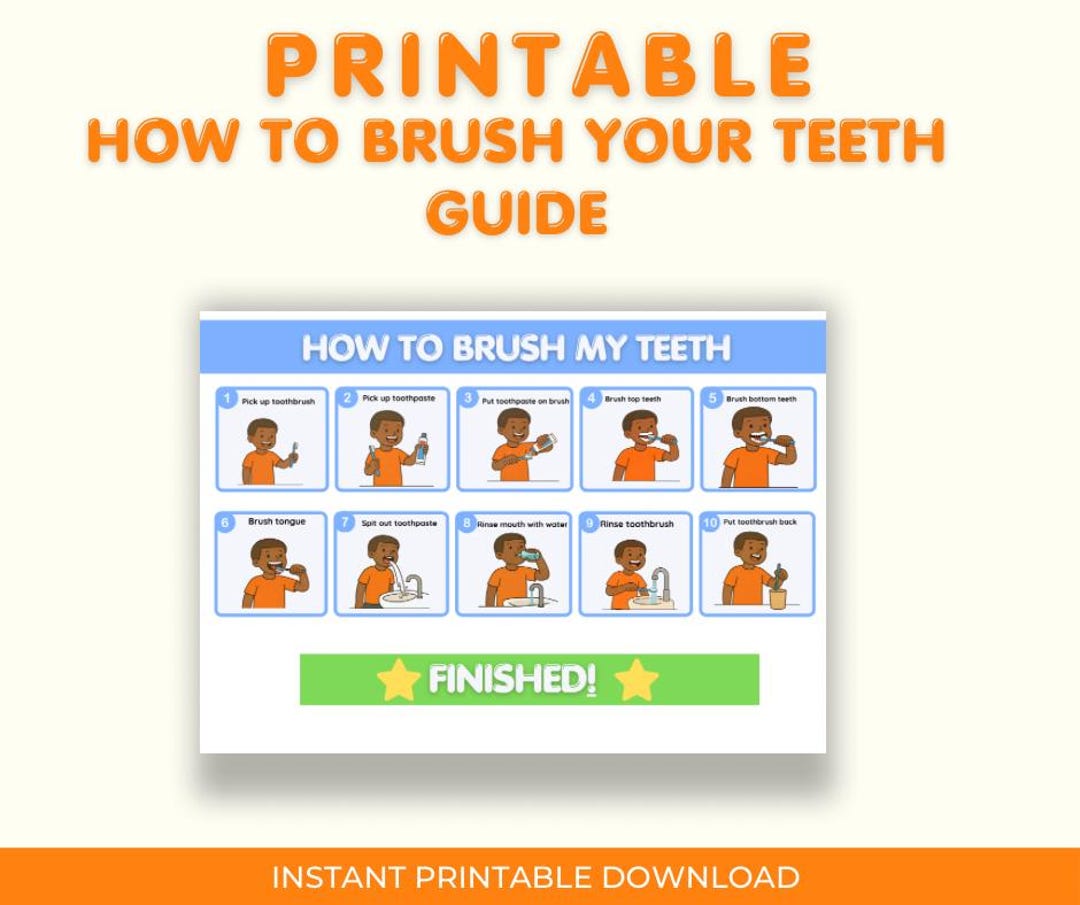 Brushing Teeth Routine Chart | Kids Hygiene Visuals (PDF Download) - Etsy