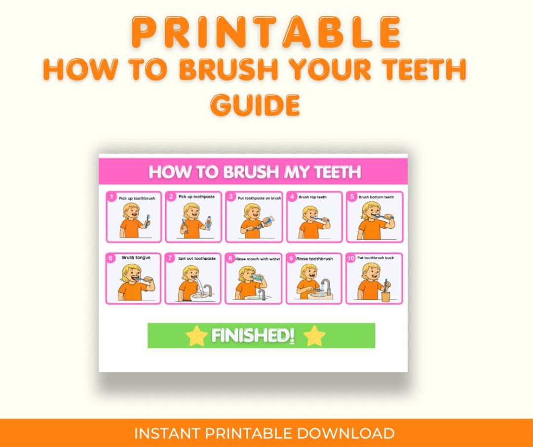 Brushing Teeth Routine Chart | Kids Hygiene Visuals (PDF Download) - Etsy