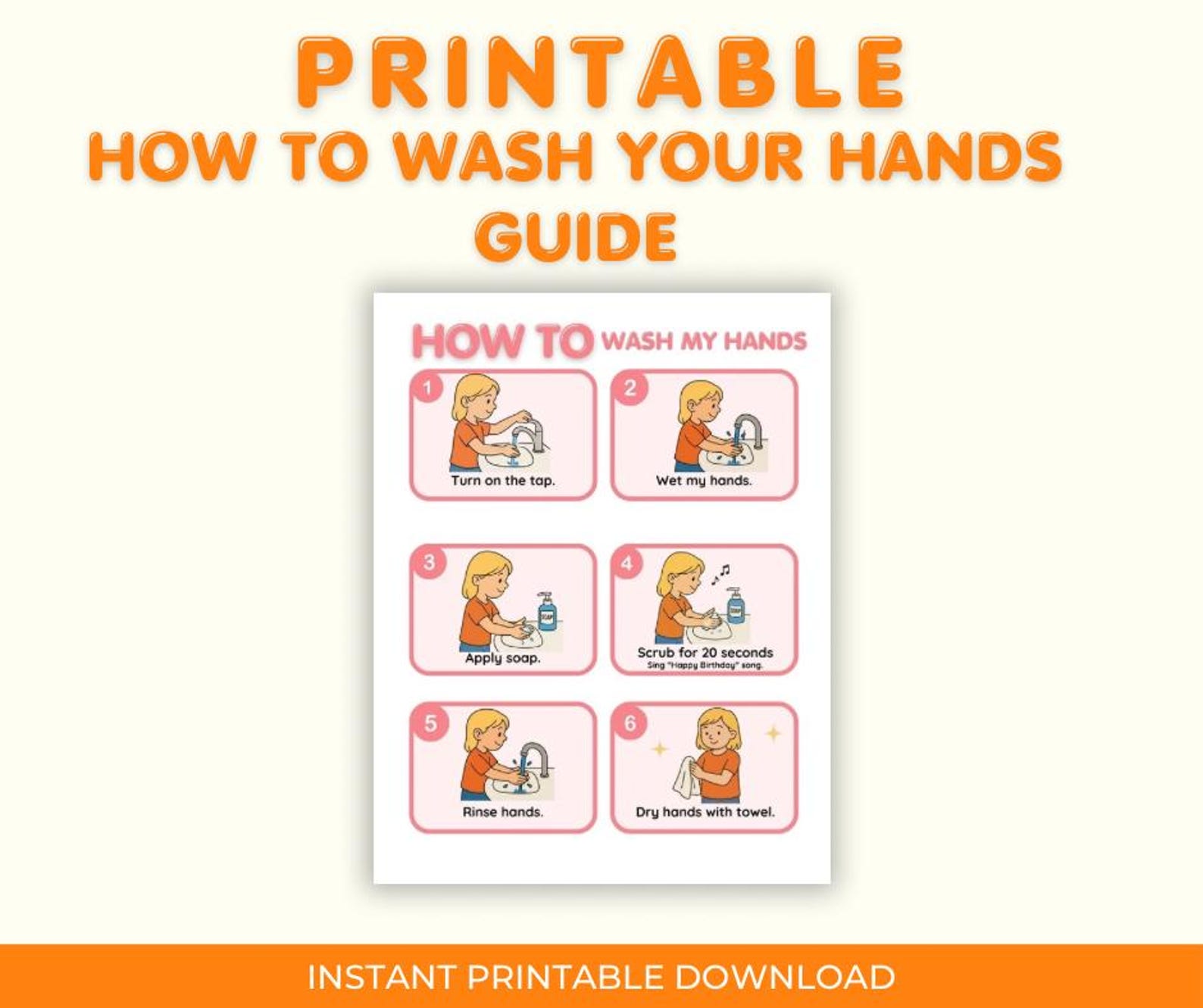 Handwashing Routine Chart | Kids Hygiene Visuals (PDF Download) - Etsy