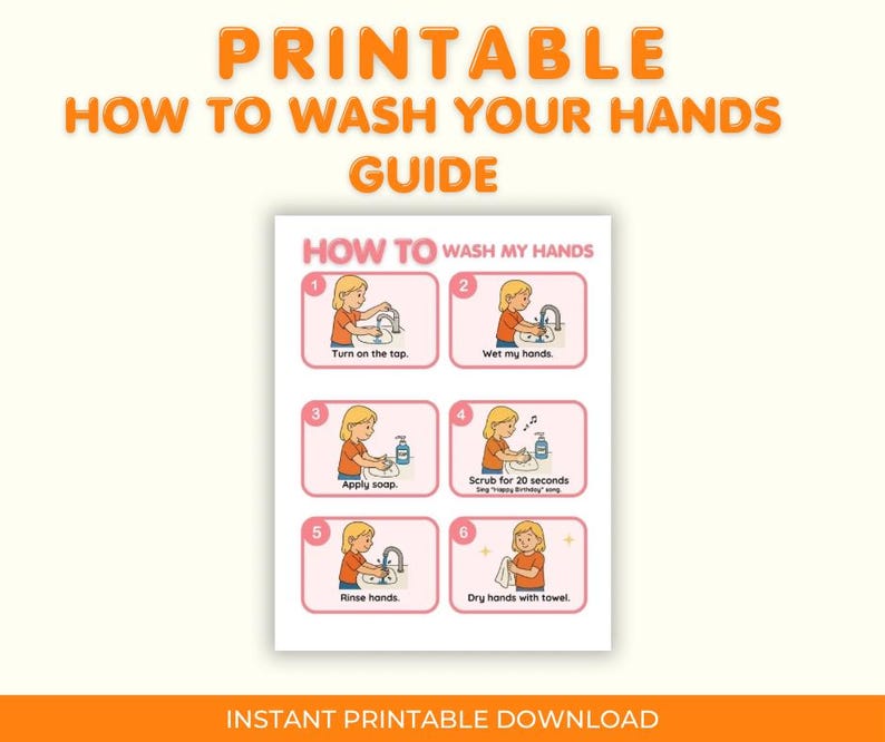 Handwashing Routine Chart | Kids Hygiene Visuals (PDF Download) - Etsy ...