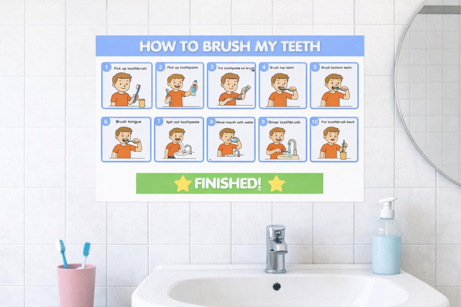 Brushing Teeth Routine Chart | Kids Hygiene Visuals (PDF Download) - Etsy