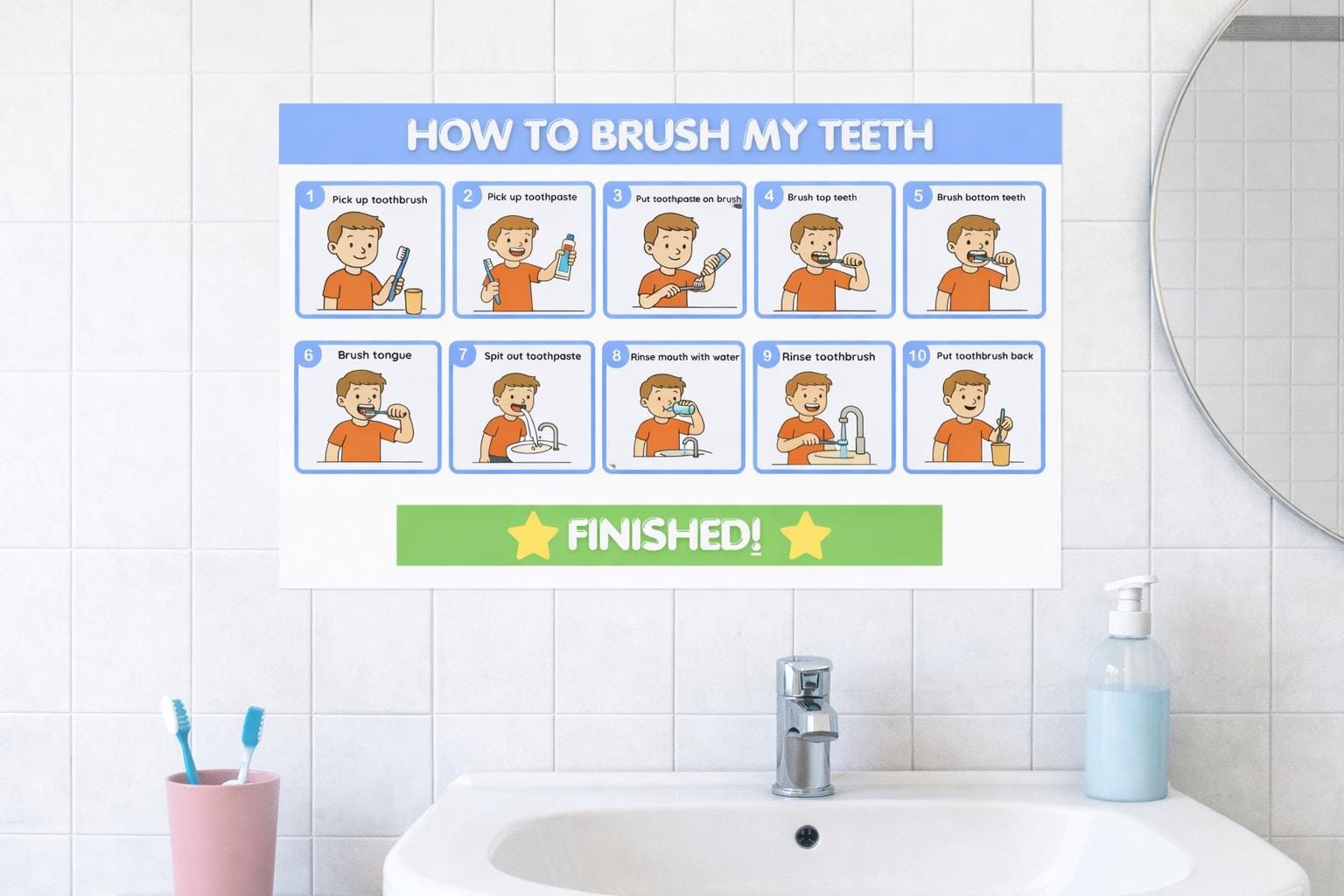Brushing Teeth Routine Chart | Kids Hygiene Visuals (PDF Download) - Etsy
