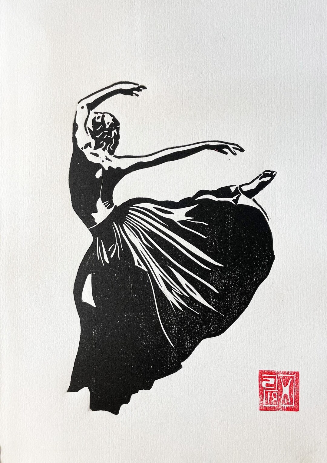 Linocut Print of a Dancer, A4 Format (21x29.7 Cm) - Etsy