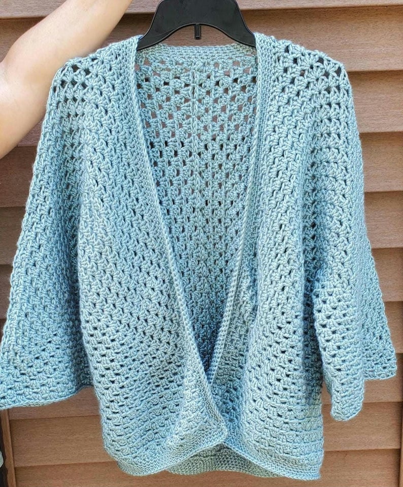 Crochet Cardigan Custom Sea Blue, Oversized Sweater, Adult Small Medium ...