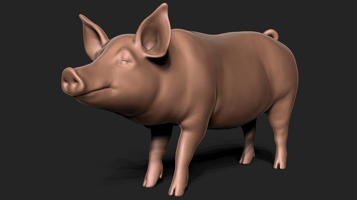3D Pig STL File, 3D Cute Pig STL, 3D Printing, Pig Decor With STL File ...