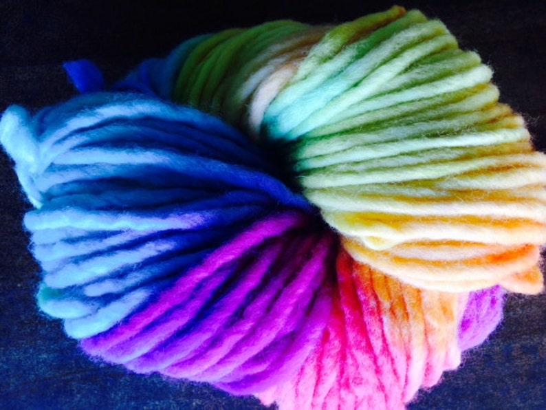 Hand Painted Chunky Rainbow Wool Slub Rainbow Wool - Etsy