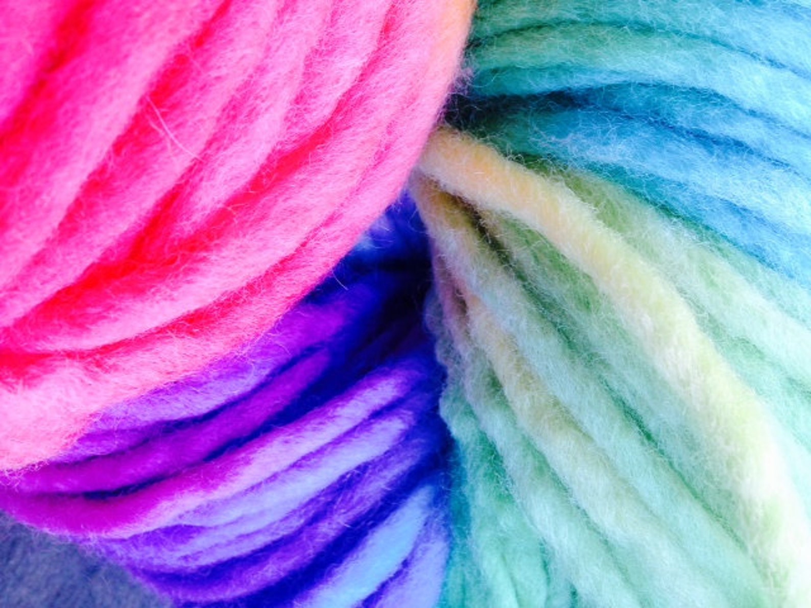 Hand Painted Chunky Rainbow Wool Slub Rainbow Wool - Etsy
