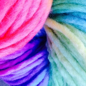 Hand Painted Chunky Rainbow Wool - Slub - Rainbow Wool - Chunky Wool ...