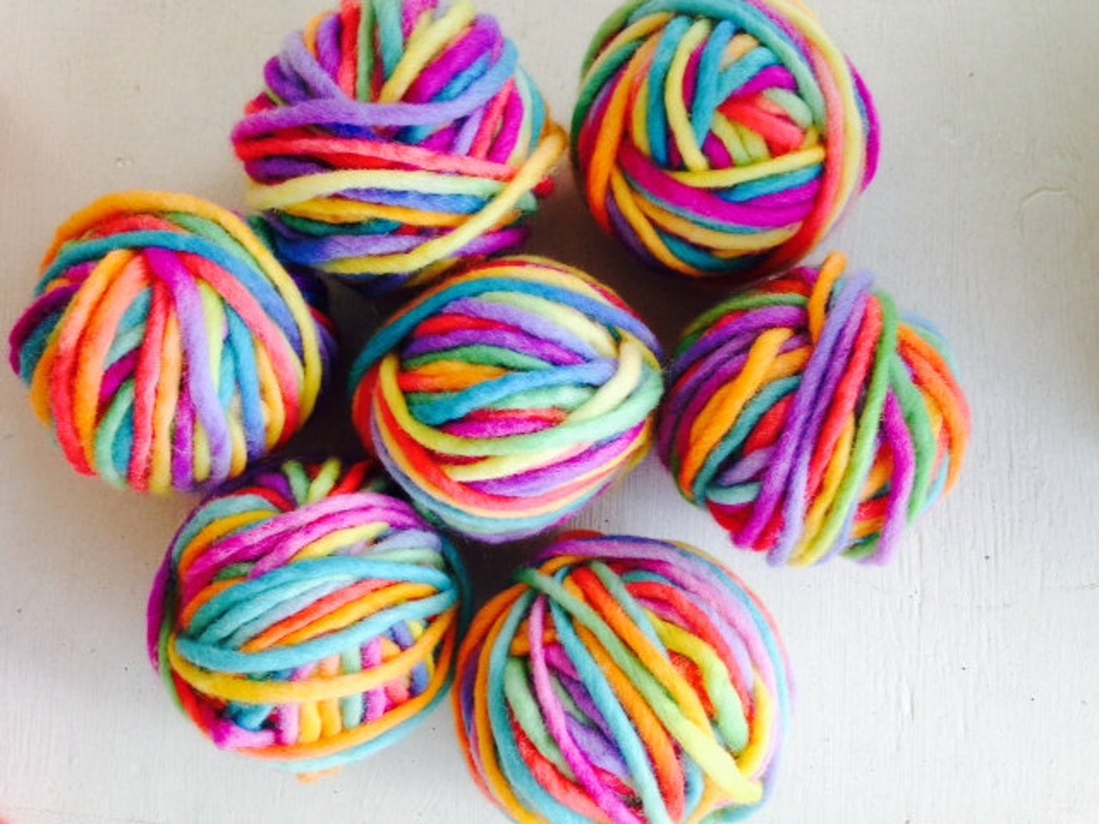 Hand Painted Chunky Rainbow Wool Slub Rainbow Wool - Etsy