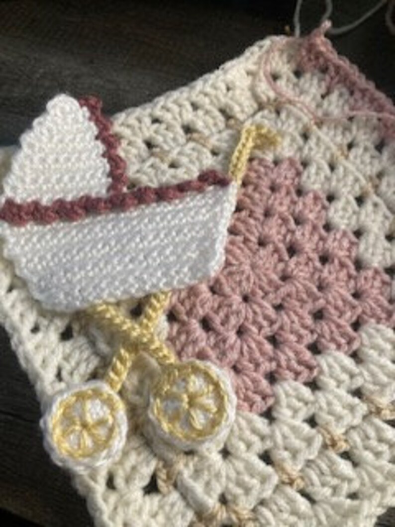 Crochet Pattern INSTANT PDF Download Baby Carriage Applique Vintage ...