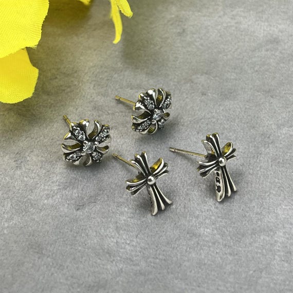 Cross Earrings chrome Hearts Style Earrings cross Studs mens Earrings gothic Earrings mulit Link Earrings y2k Earrings Etsy