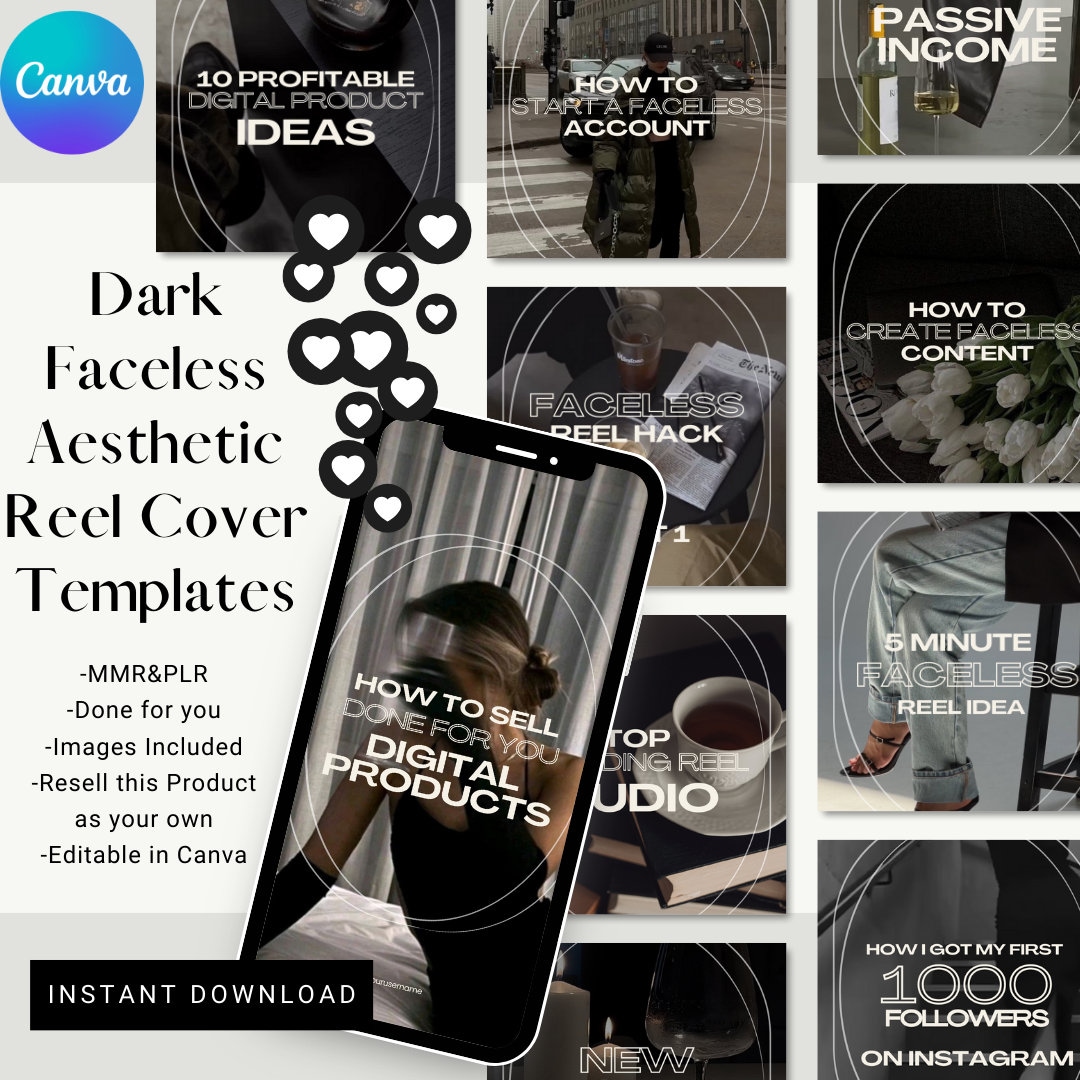 16 Dark Aesthetic Faceless Instagram Reel Cover Templates - Etsy