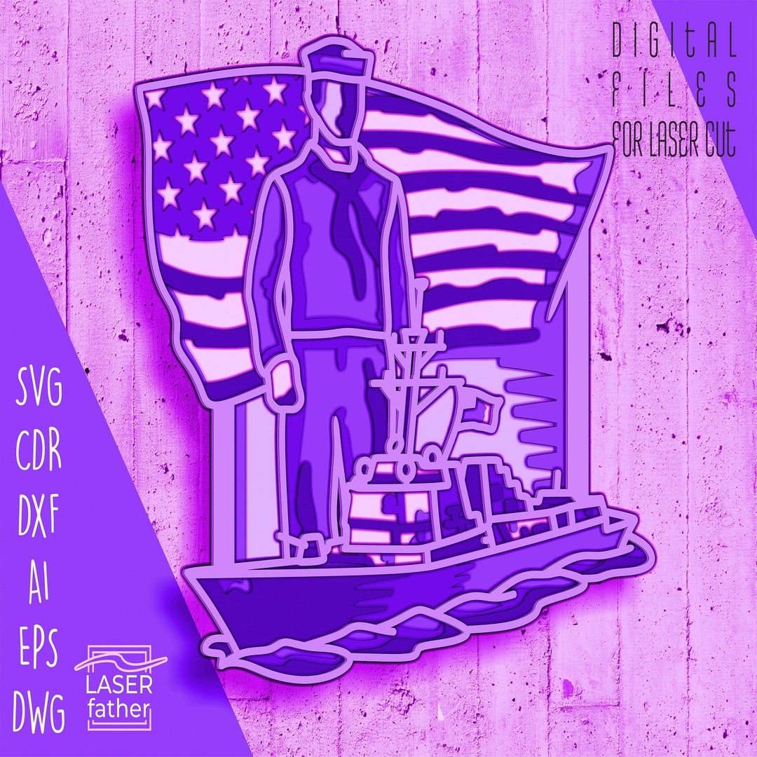 Navy Sailor SVG, Nautical Design, Ship Laser Cut, American Flag DXF ...