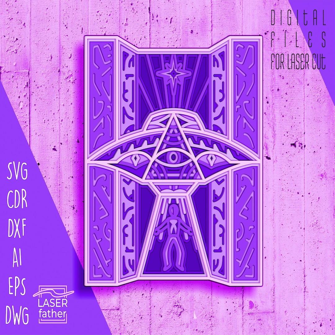 UFO Layered SVG, Alien Designs, Laser Cut Glowforge Files, Instant ...