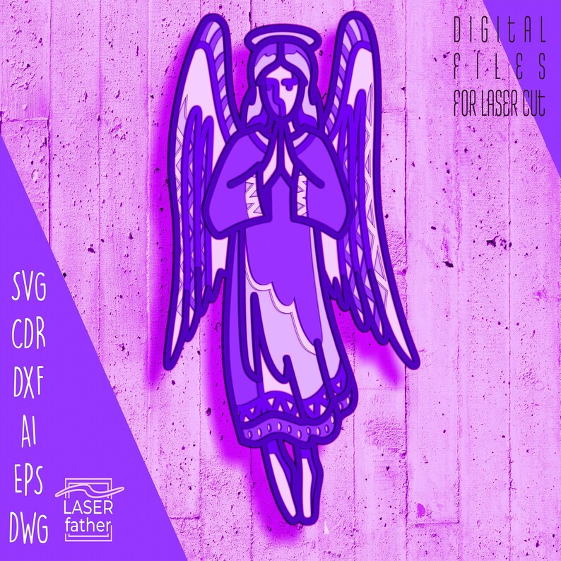 Angel SVG Laser Cut, Multilayer Mandala, Digital Download, Christmas ...