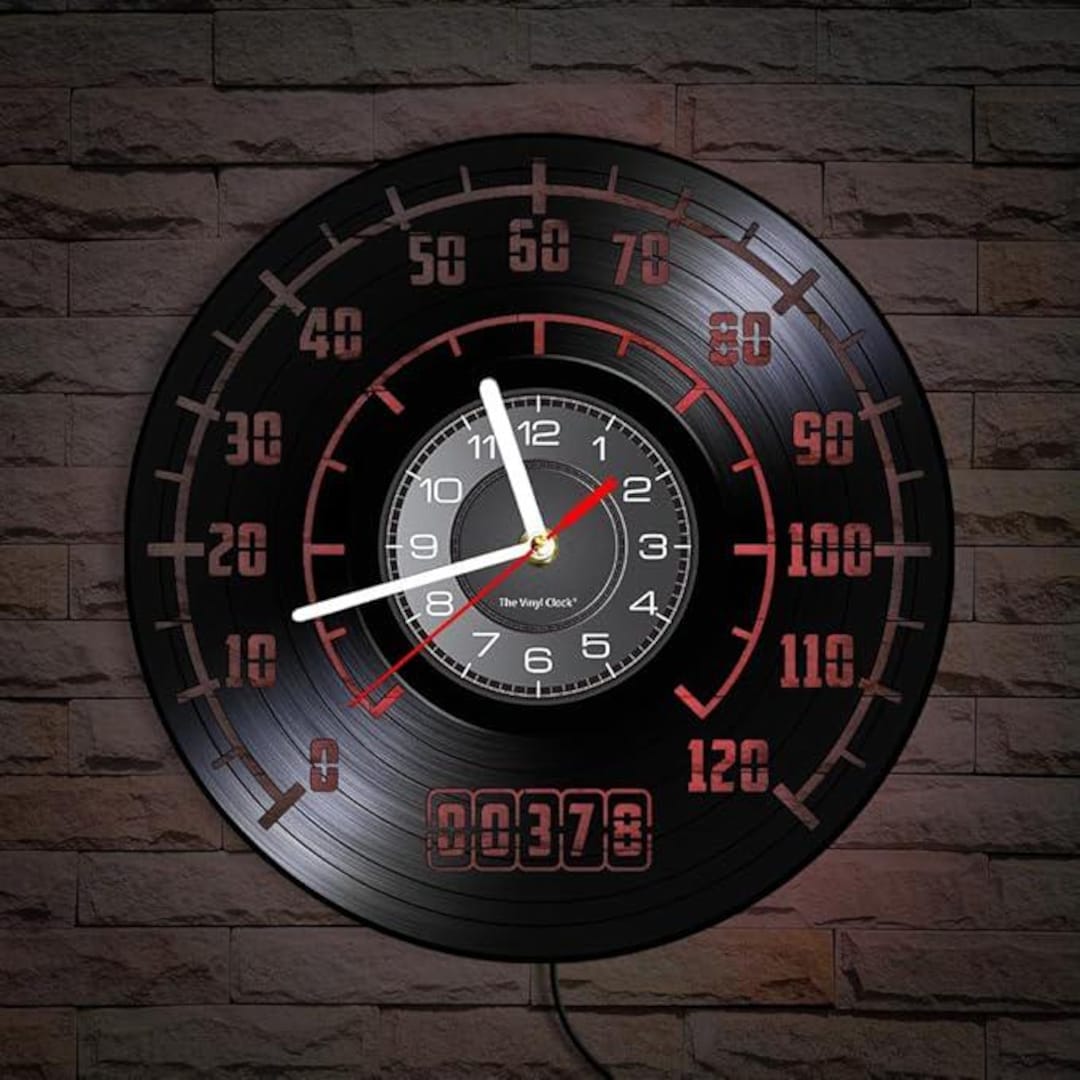 Car Speedometer Vinyl Record Clock, LED Night Light, Boys Bedroom Wall ...
