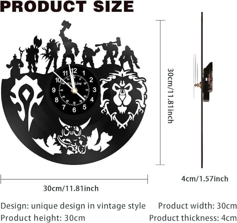 World of Warcraft Vinyl Record Clock, Christmas Gifts for Son, Gaming ...