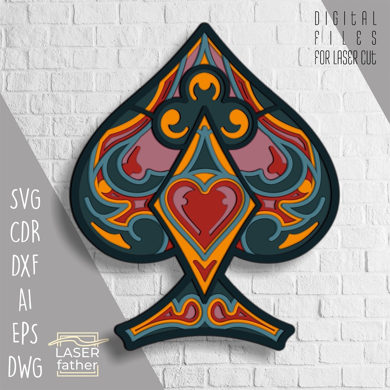 Spades SVG, Playing Cards Digital Download, Multilayer Laser Cut File ...