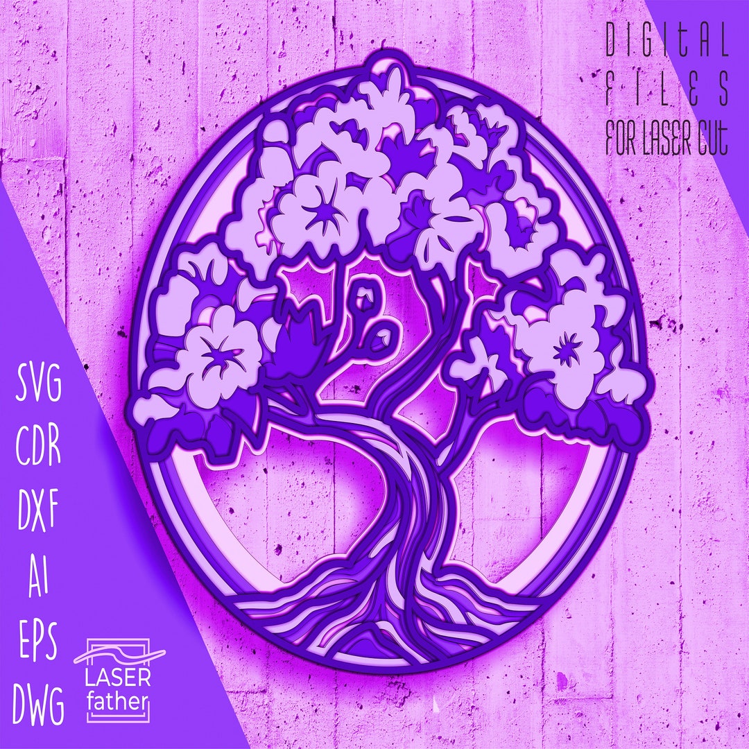 Sakura SVG, Cherry Blossom Cut File, Laser Ready Template, Japanese ...
