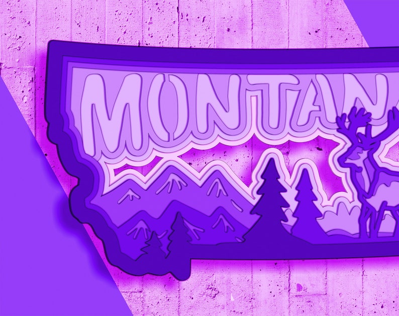 Montana State SVG, Layered Landscape, United States Map PNG, Laser ...