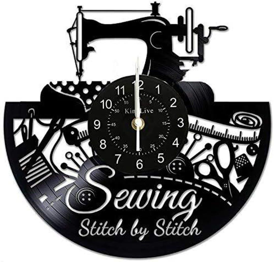Sewing Machine Vinyl Record Clock, Craft Room Wall Art, Home Decor for ...