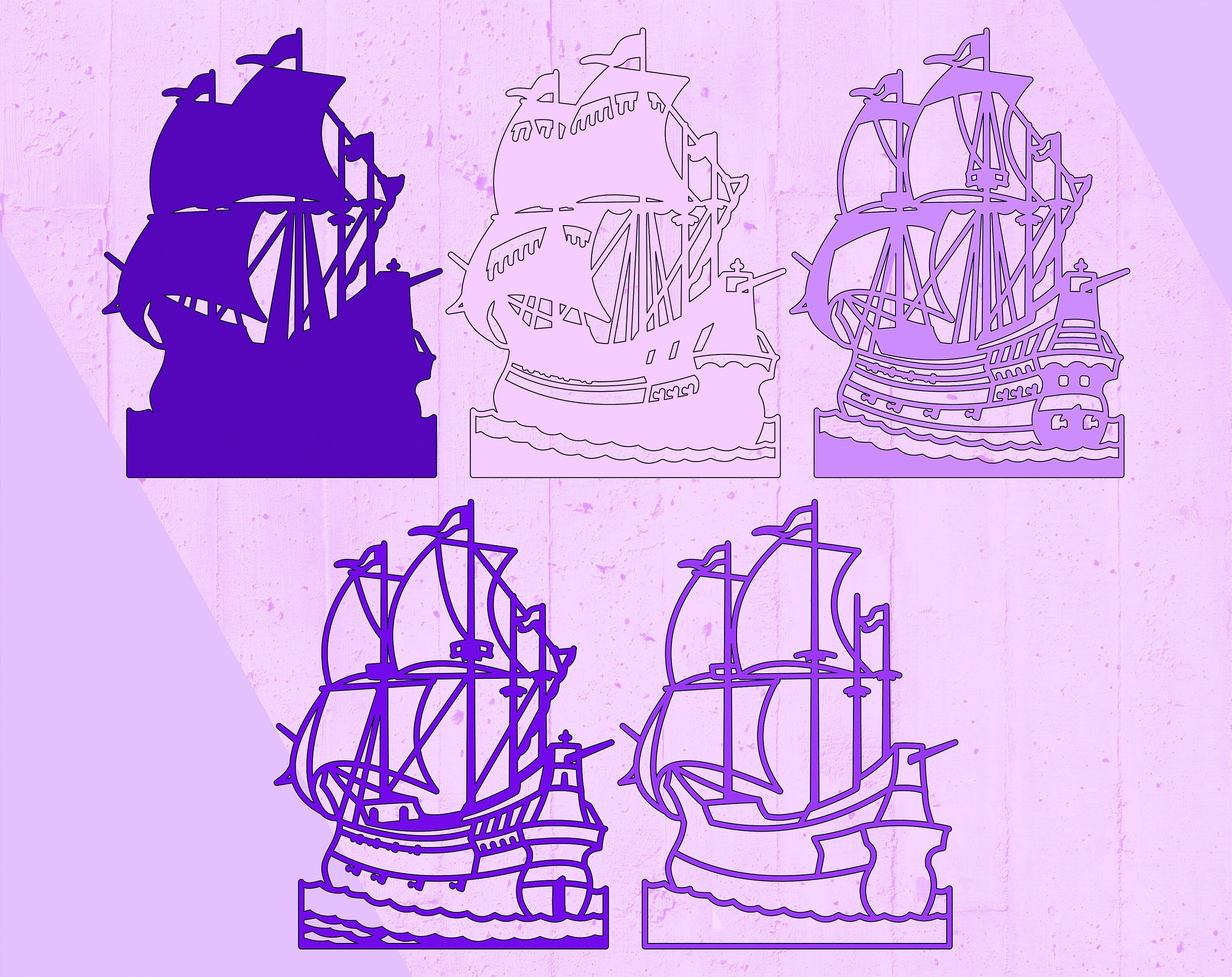 Sailing Ship SVG, Sailboat Design, Pirate Ship PNG, Laser Cutting Files ...