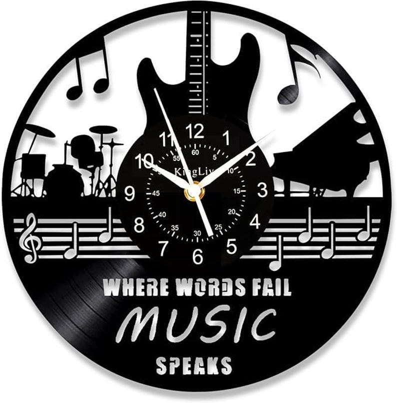 Musical Instruments Vinyl Record Clock, Christmas Gift for Boyfriend ...