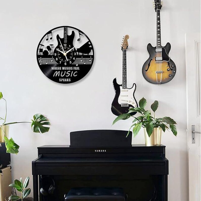 Musical Instruments Vinyl Record Clock, Christmas Gift for Boyfriend ...