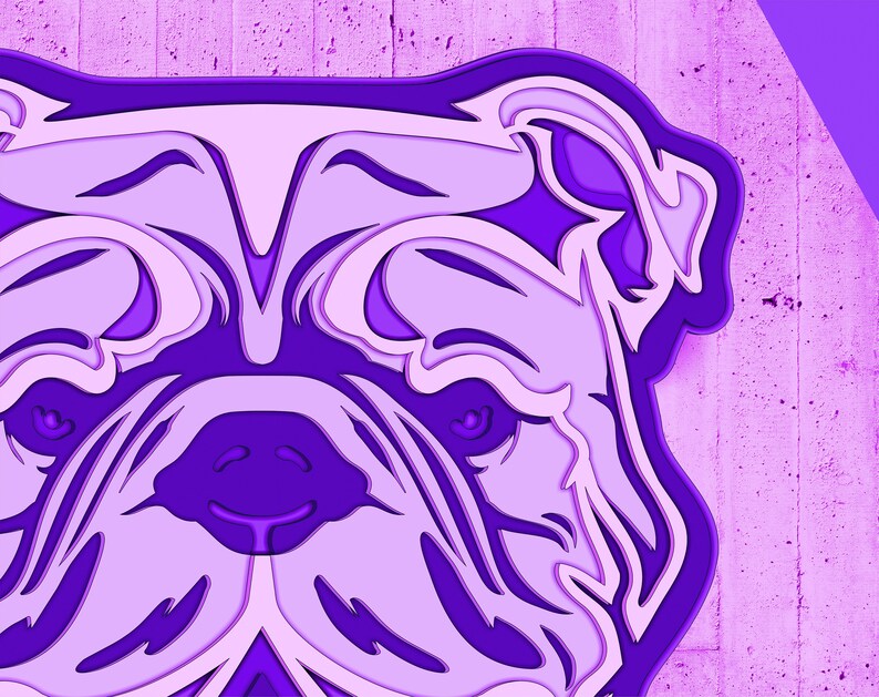 Bulldog SVG for Cricut, Dog Wood Cutout, 3D Laser Cut Files, Layered ...