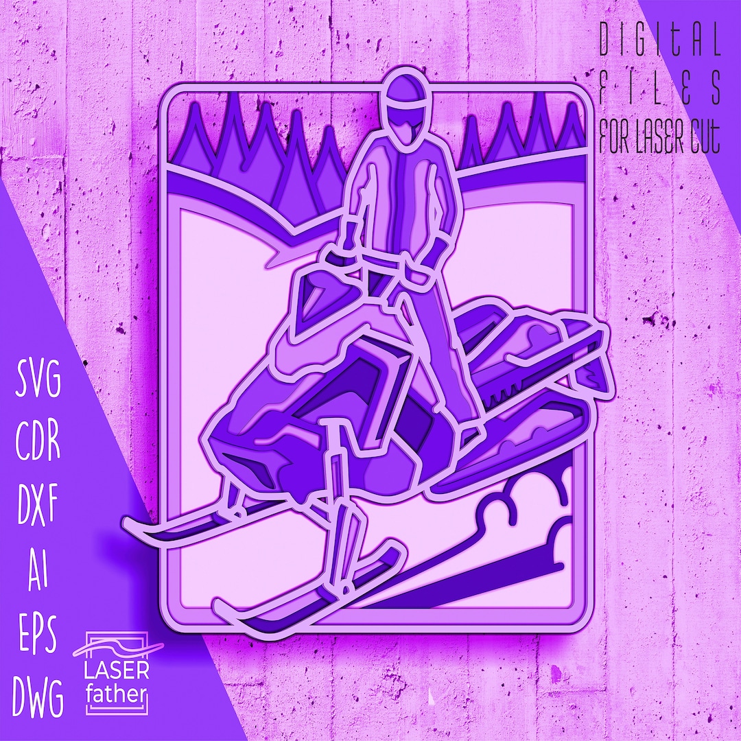 Snowmobile SVG, Layered Templates, Laser Ready DXF Files, Cricut ...